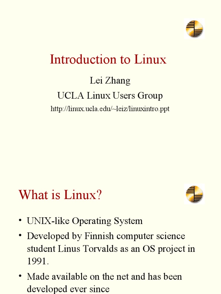Introduction To Linux: Lei Zhang UCLA Linux Users Group | PDF | Command Line Interface | Linux