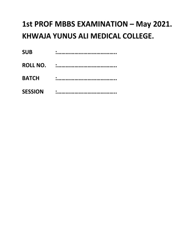 1st Prof Mbbs Examination | PDF