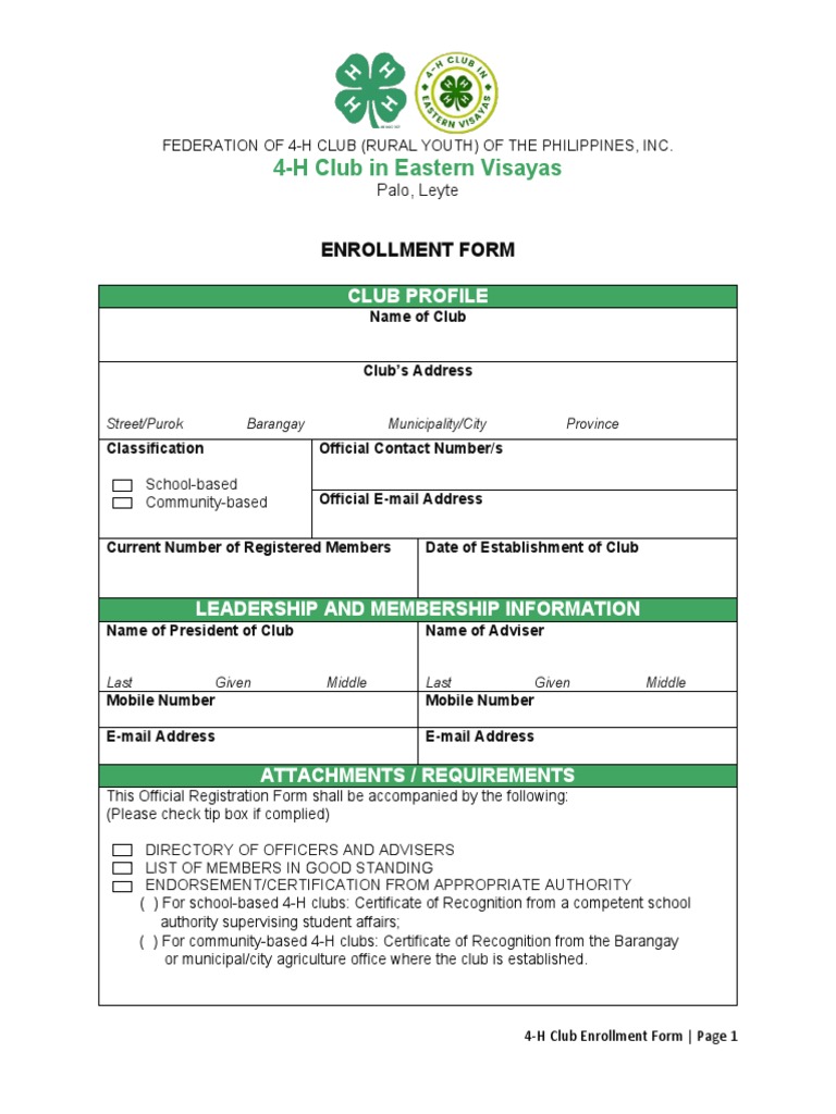 4-H Enrollment Form | PDF | Email Address | Justice