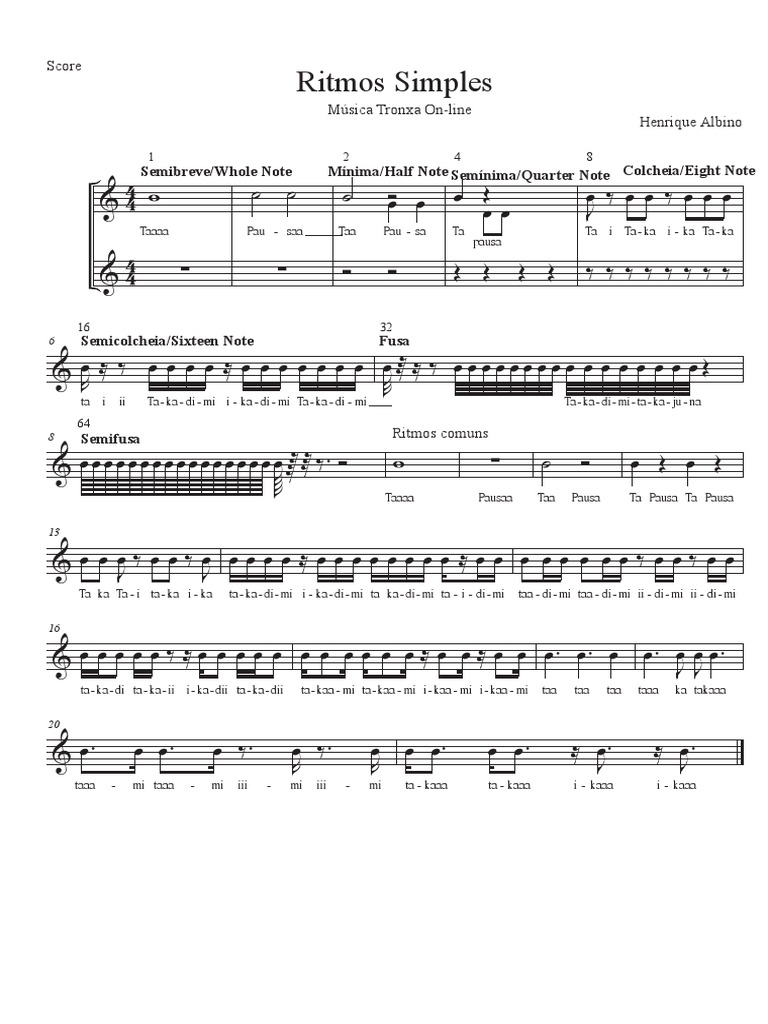 Ritmos Simples - Score | PDF