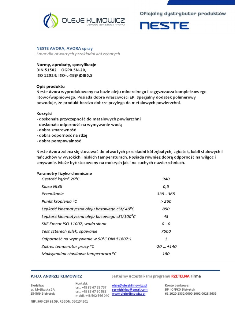 Neste Avora Avora Spray | PDF