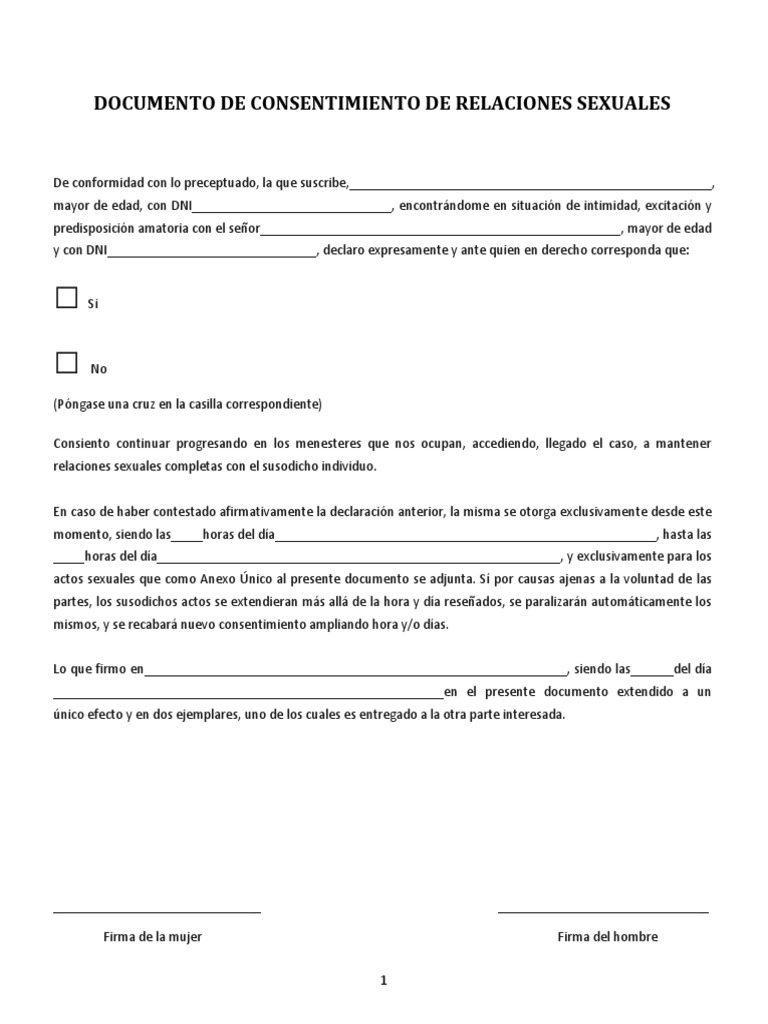 42 Documento de Consentimiento de Relaciones Sexuales | PDF | Sexo anal | Sexo oral