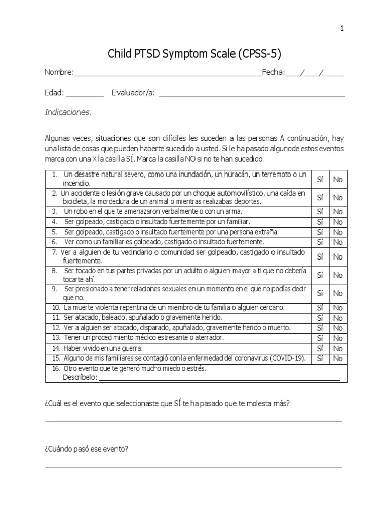 Escala CPSS-5 - Escala de Estres Post Trauma | PDF | Sicología