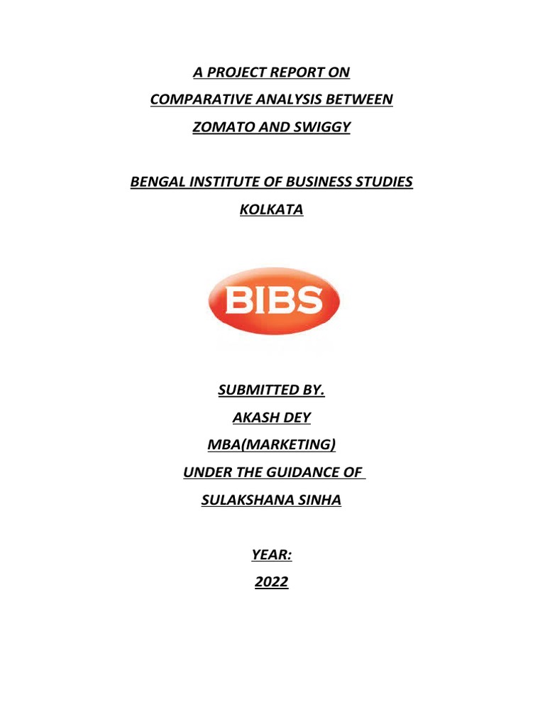 A PROJECT REPORT ON Comparative Analysis Between Swiggy and Zomato | PDF | Sampling (Statistics ...