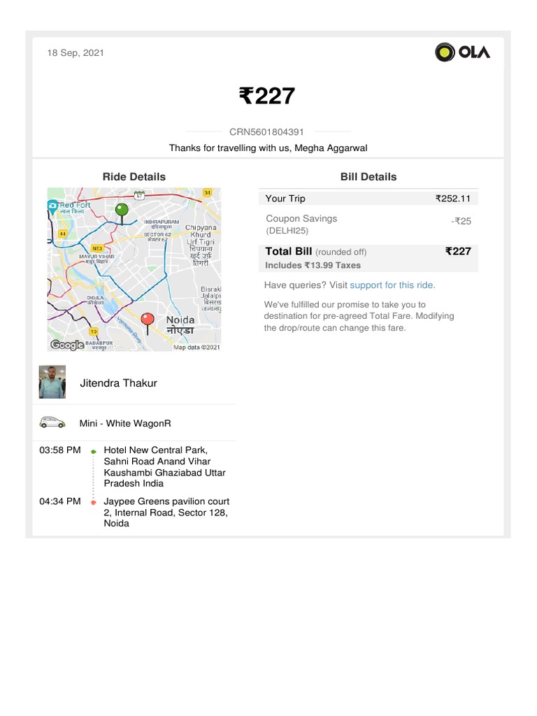 Ride Details Bill Details: Jitendra Thakur | PDF | Invoice | Receipt