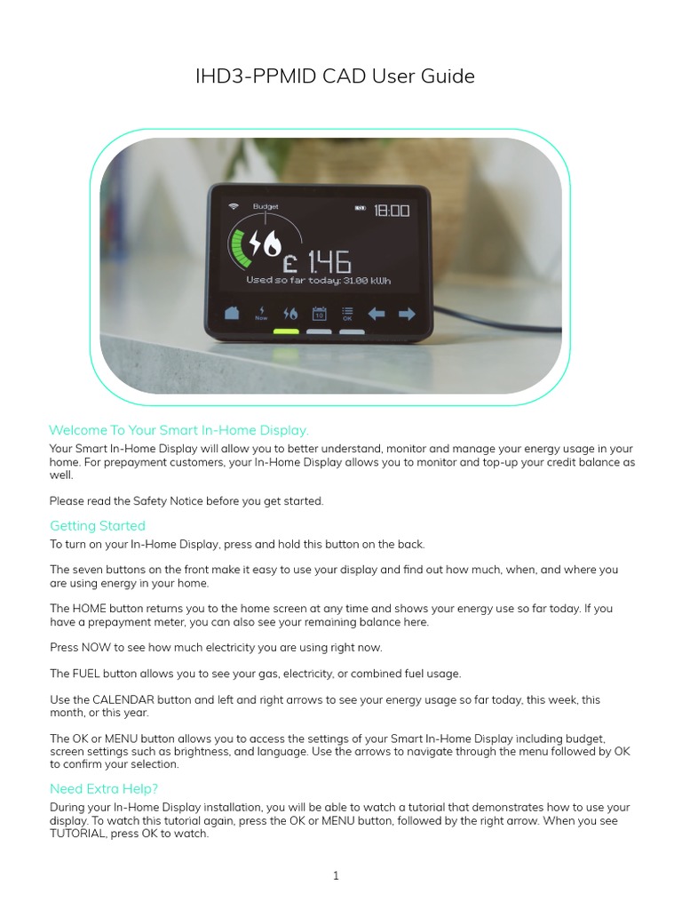 IHD3 CAD PPMID User Guide 1 | PDF | Wi Fi | Menu (Computing)