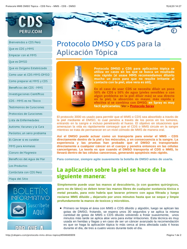 Protocolo3000 MMS DMSO Tópica - CDS Peru - MMS - CDS - DMSO | PDF ...
