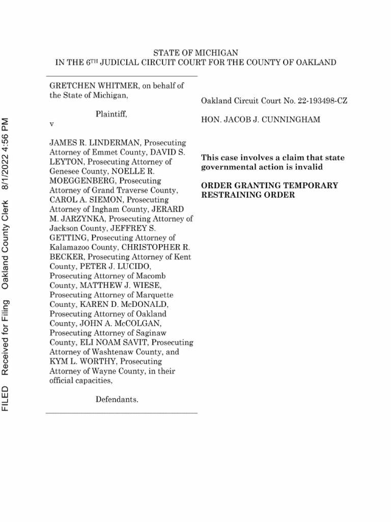 Temporary Restraining Order | PDF