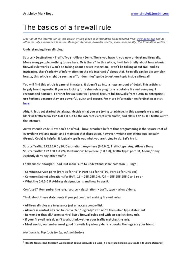 Firewall Rules | PDF | Firewall (Computing) | Port (Computer Networking)
