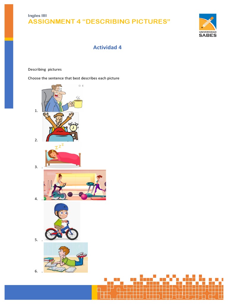 Assignment 4 "Describing Pictures": Actividad 4 | PDF