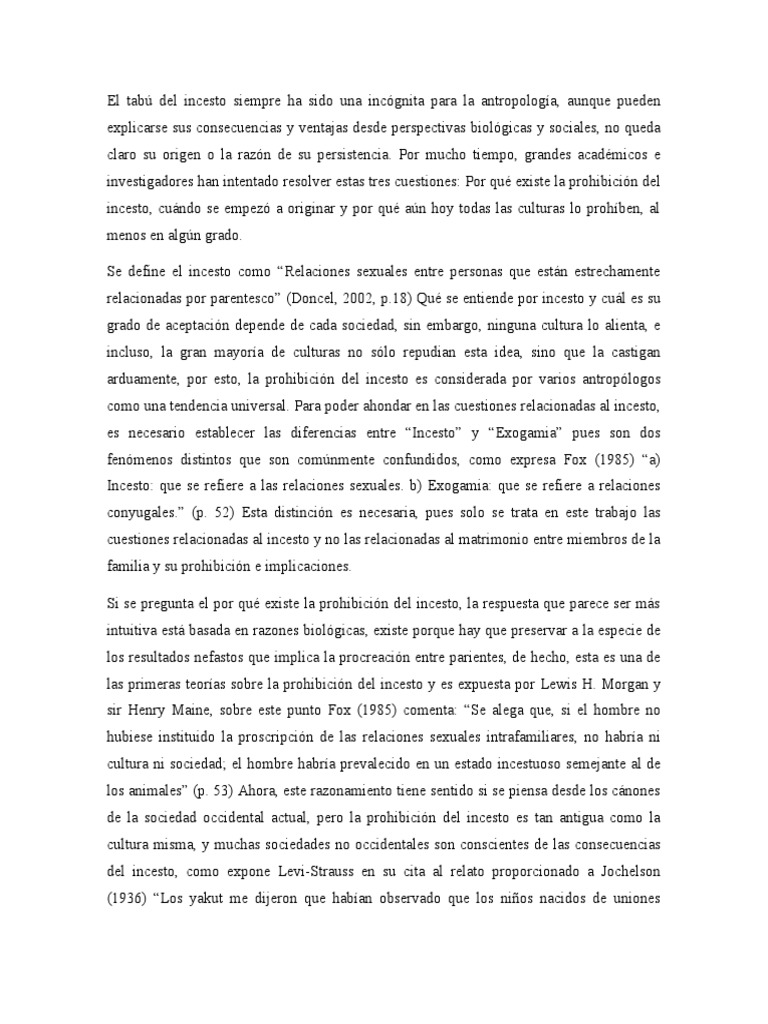 Incesto 1 Pdf Incesto Tabú
