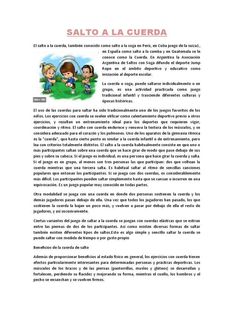 Salto A La Cuerda | PDF | Ejercicio físico | Recreación