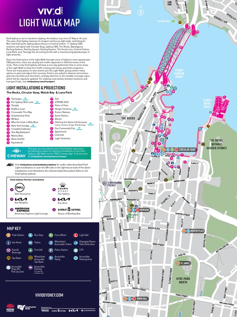 DNSW Vivid Sydney Lightwalk Map Final | PDF | Sydney | Light