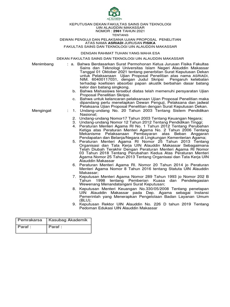Ujian Proposal Penelitian Asriadi Fisika | PDF