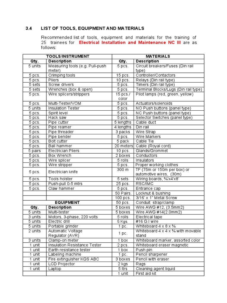 List of Tools Eim Iii | PDF | Relay | Components