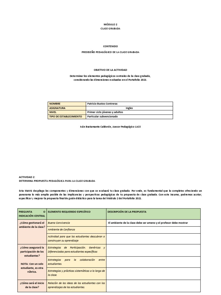 Modulo 2 Clase Grabada 2 | PDF | Aprendizaje | Rúbrica (Académica)