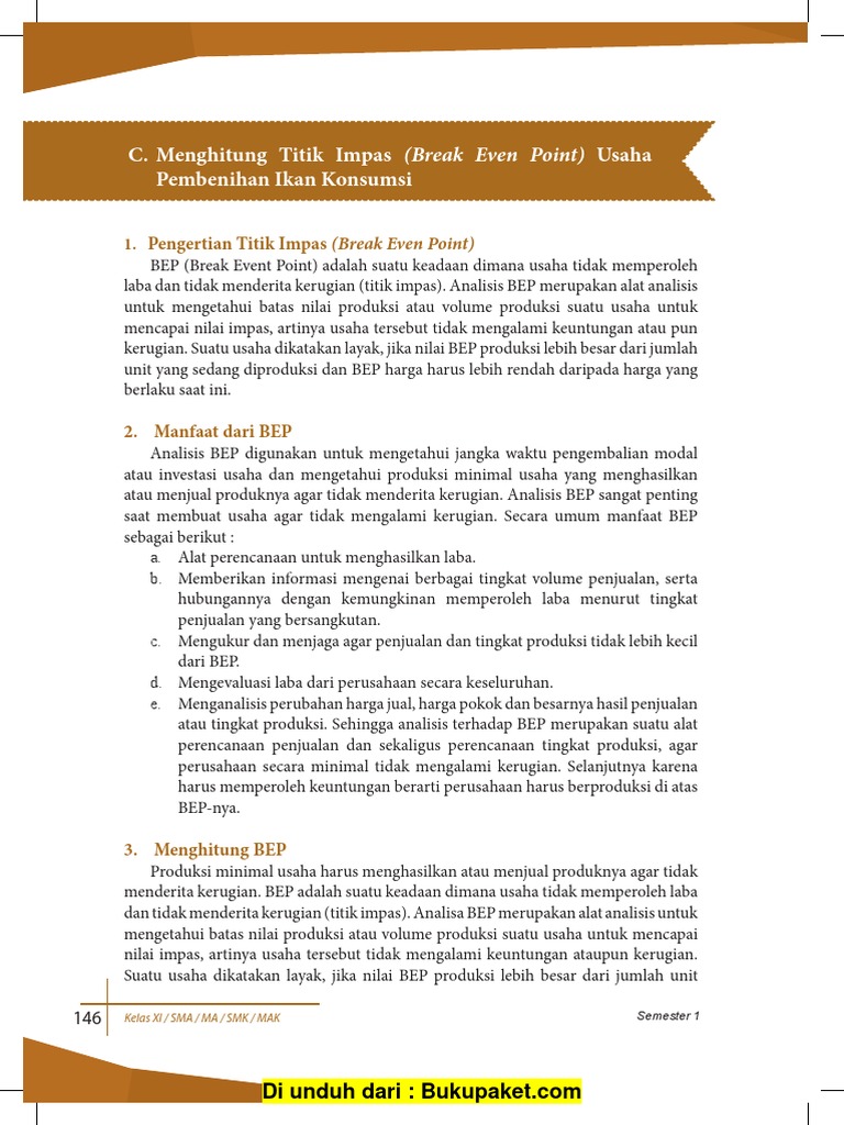 Analisis Titik Impas Budidaya Ikan | PDF