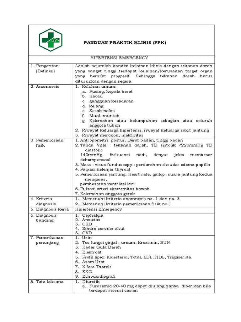 PPK Hipertensi Emergency | PDF