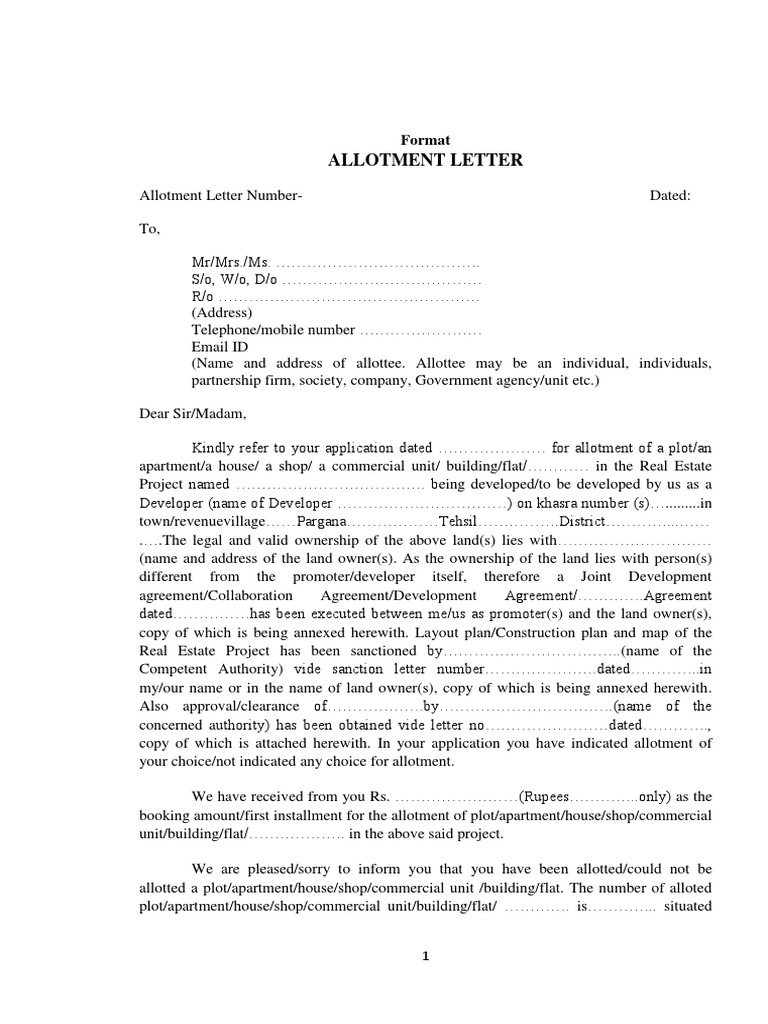 Allotment Letter | PDF | Payments | Interest