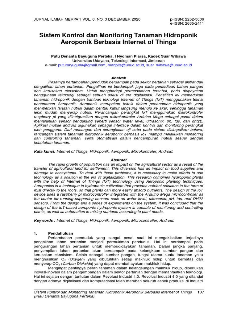 Sistem Kontrol Dan Monitoring Tanaman Hidroponik Aeroponik Berbasis ...