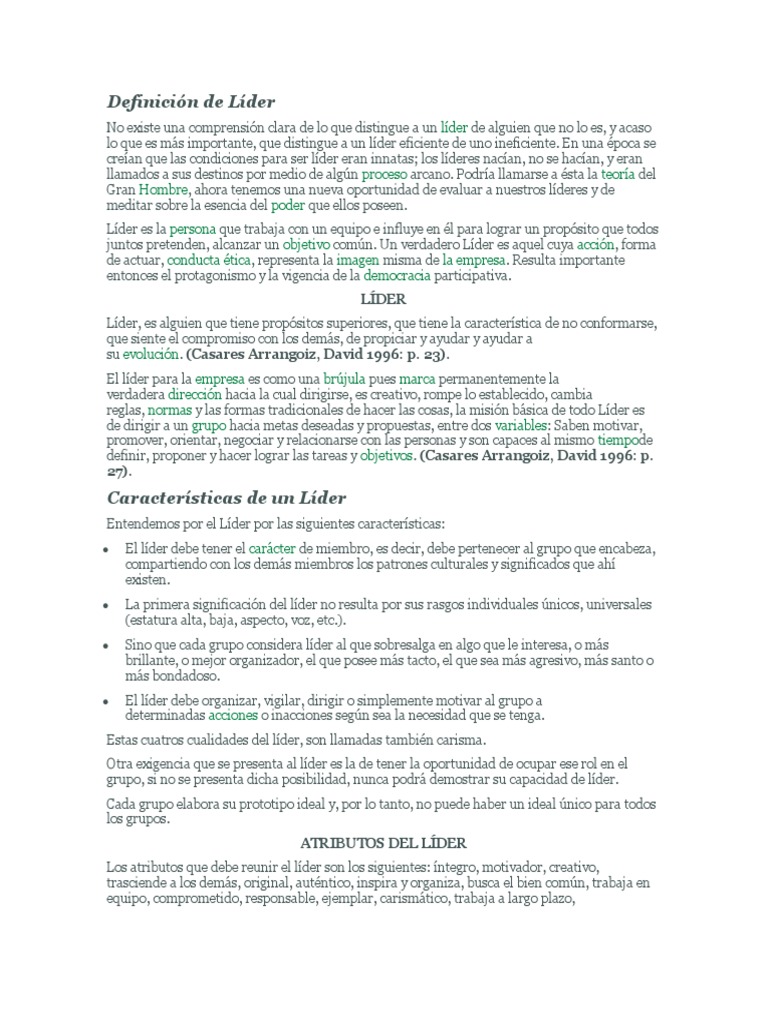 Definición de Líder | PDF | Liderazgo | Inteligencia emocional