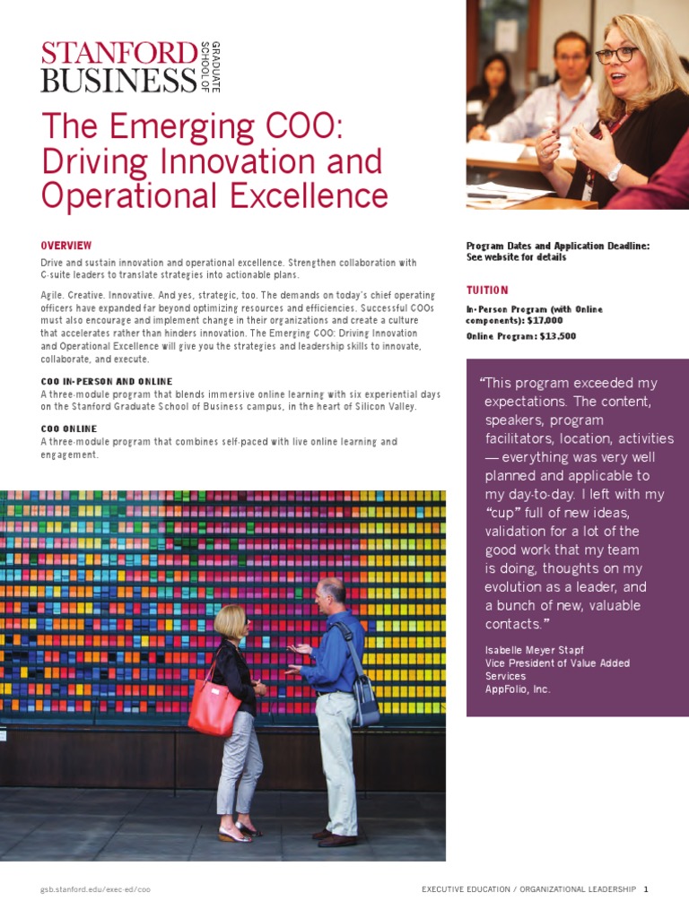 Stanford COO - Driving Innovation and Operational Excellance | PDF ...