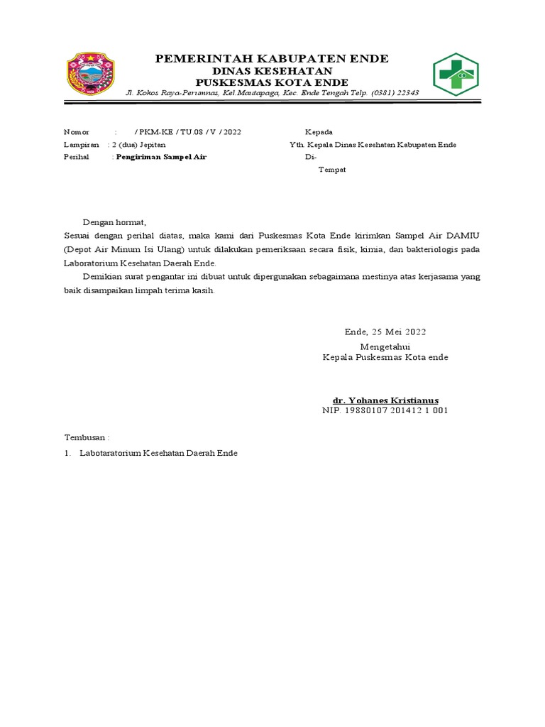 Surat Pengiriman Sampel DAM | PDF