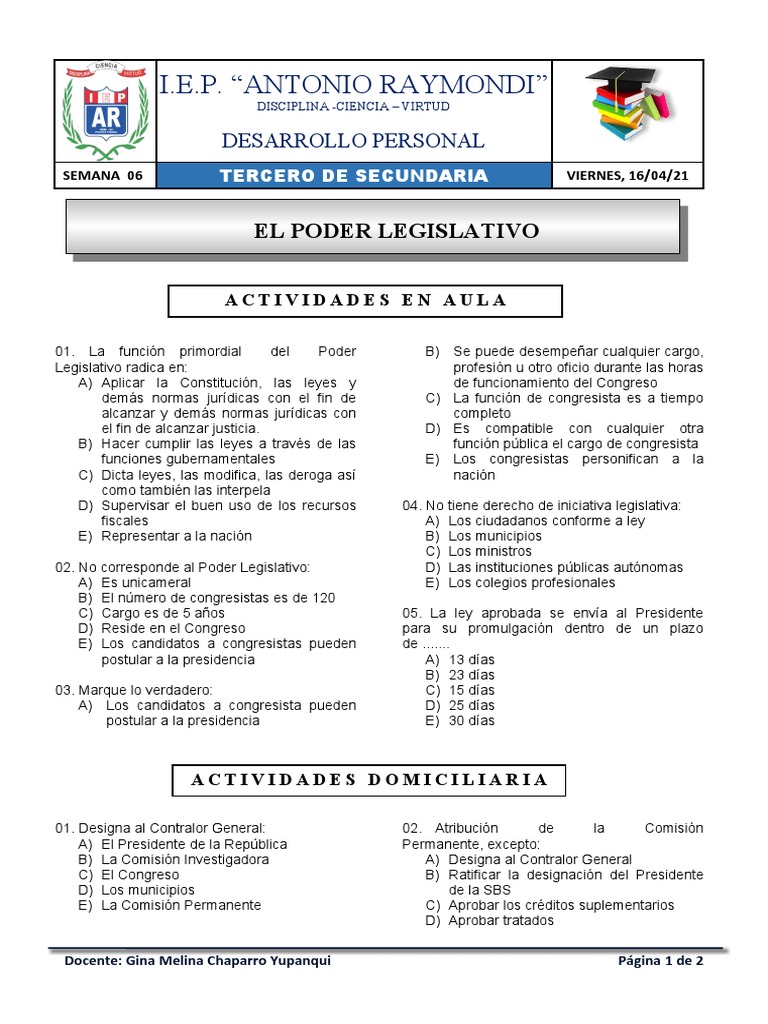 Poder Legislativo-Tarea | PDF | Estatuto | Gobierno