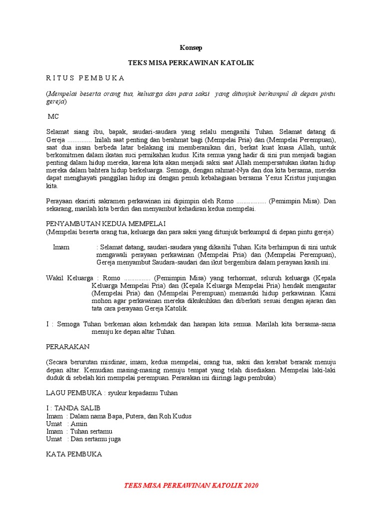Teks Misa Perkawinan Katolik | PDF