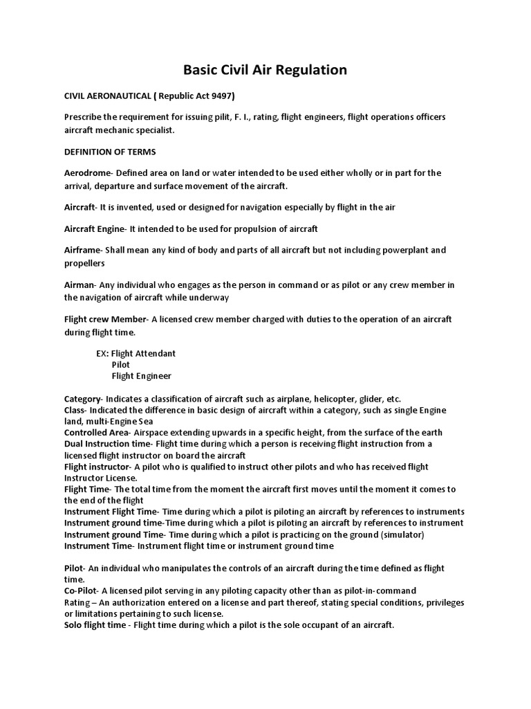 CAAP PCAR Airlaw Exam Reference | PDF | Visual Flight Rules | Air ...