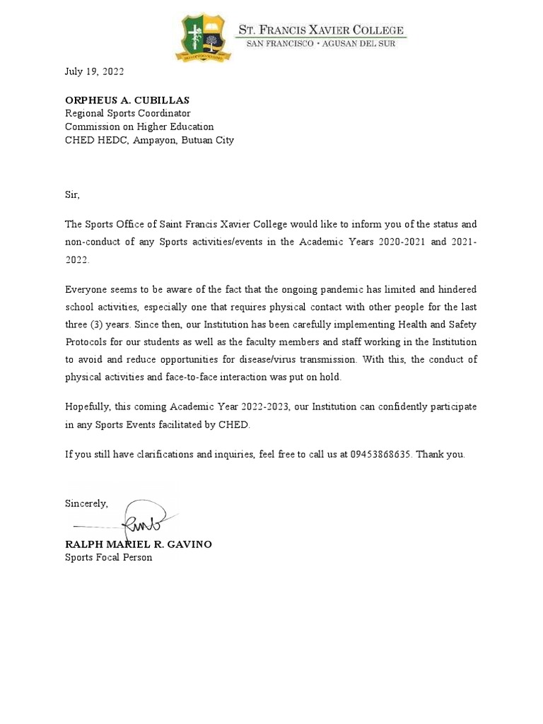 Justification Letter - SFXC 2022 | PDF
