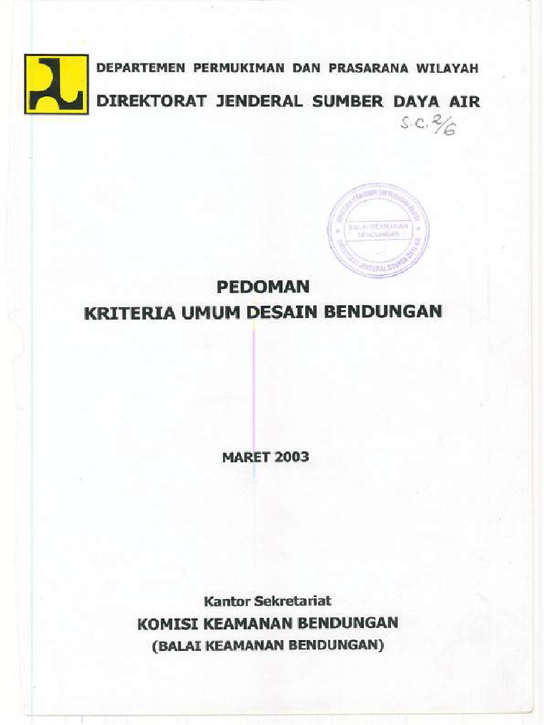 18) PEDOMAN. KRITERIA UMUM DESAIN BENDUNGAN - Compressed | PDF