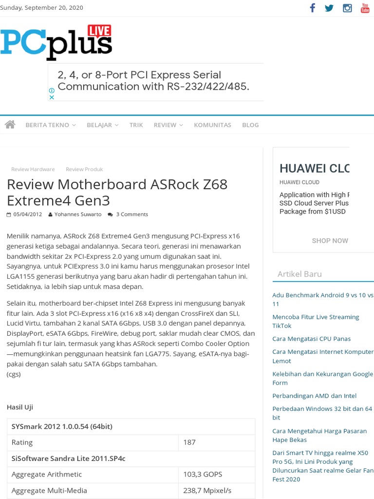 Review Motherboard ASRock Z68 Extreme4 Gen3 - PCplus Live | PDF