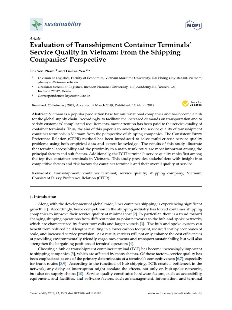 Container Terminal Service Quality | PDF | Evaluation