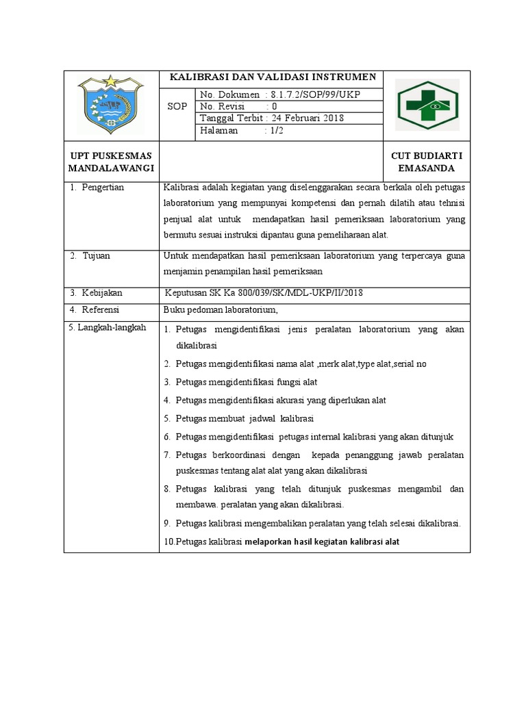 8.1.7.2 Spo Kalibrasi Dan Validasi Instrumen | PDF