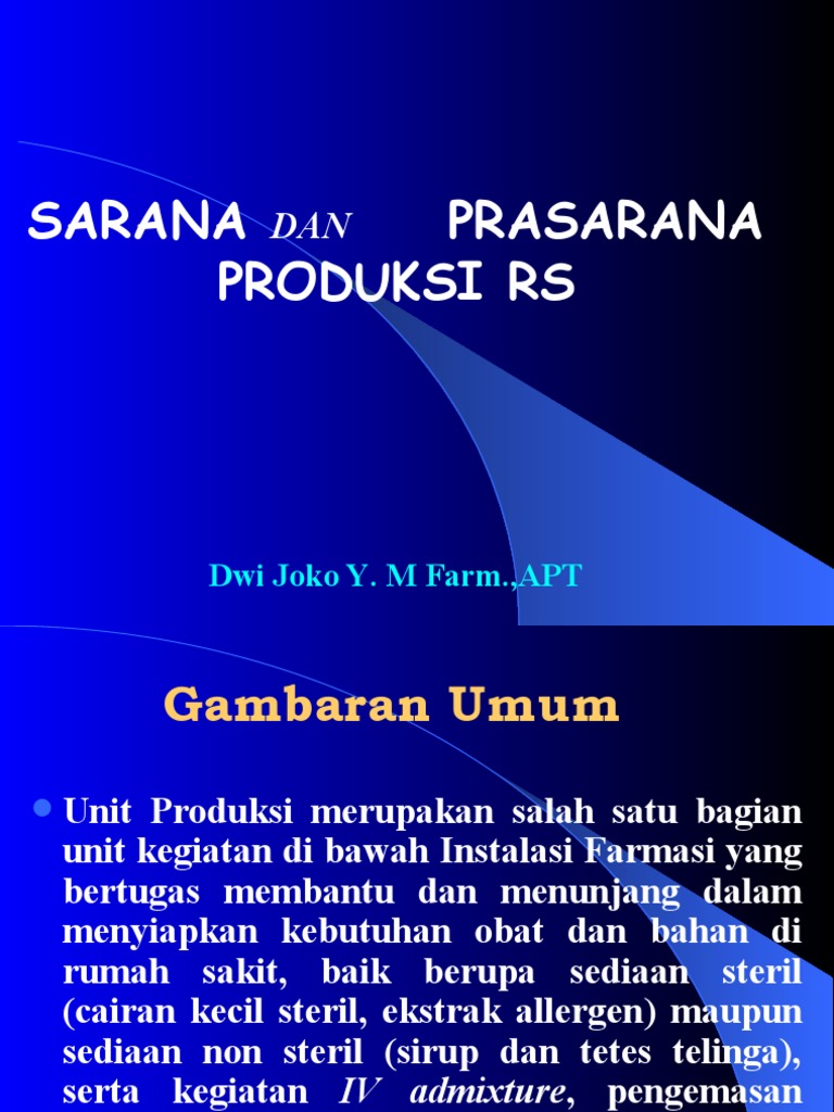 Sarana Produksi Di Instalasi Farmasi | PDF