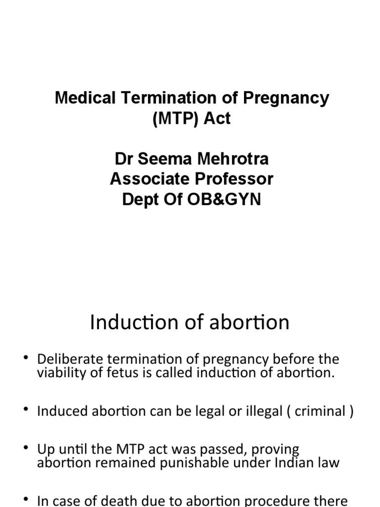 Medical Termination Of Pregnancy Mtp Act Dr Seema Mehrotra Associate