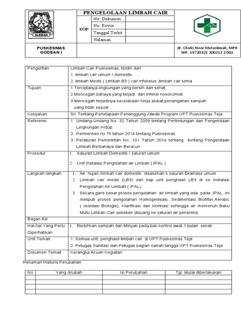 SOP Limbah Cair | PDF | Sains & Matematika