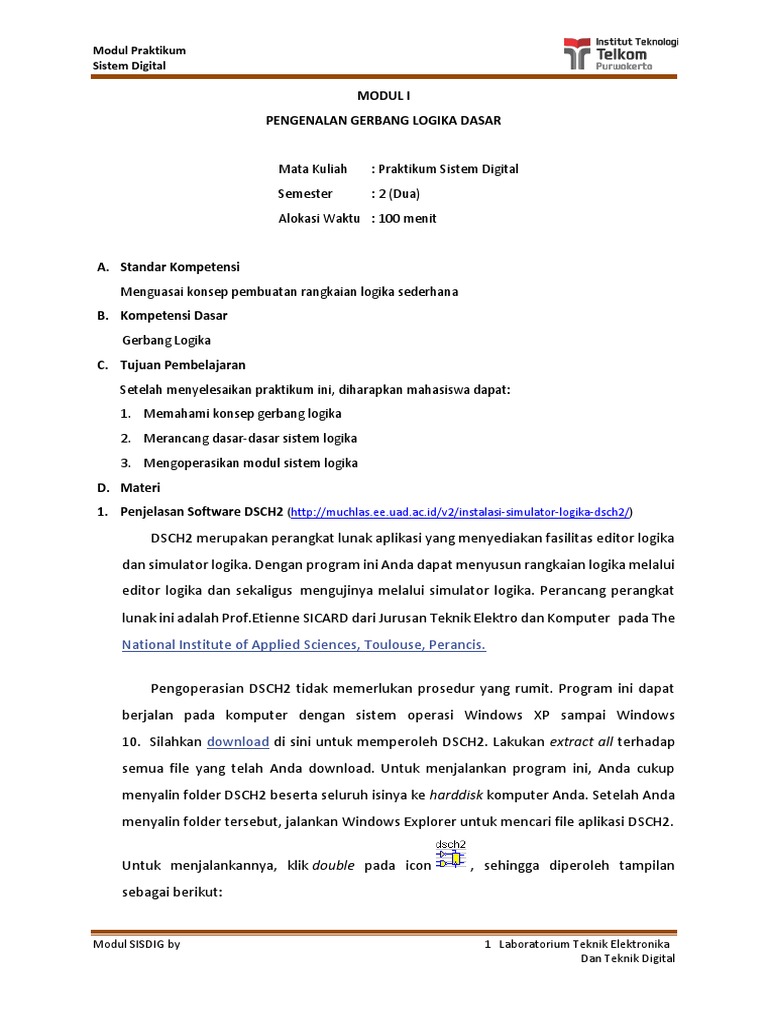 Modul 1 - Pengenalan Gerbang Logika Dasar | PDF