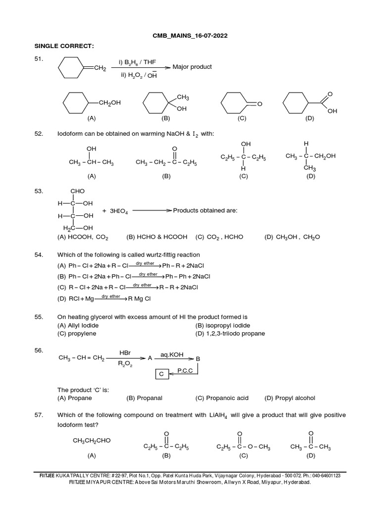 CMB - Mains - 16-07-2022 - After Corrections at 15.58 On 12-07-22 | PDF ...