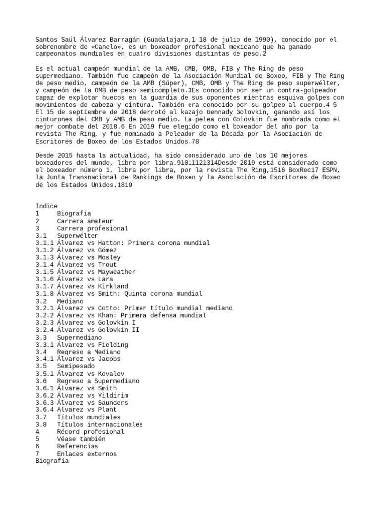 Canelo | PDF | Boxeadores | Deportes individuales