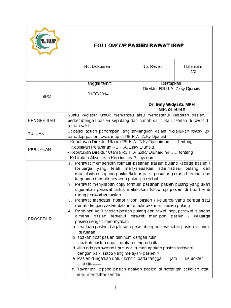 Spo Follow Up Pasien | PDF