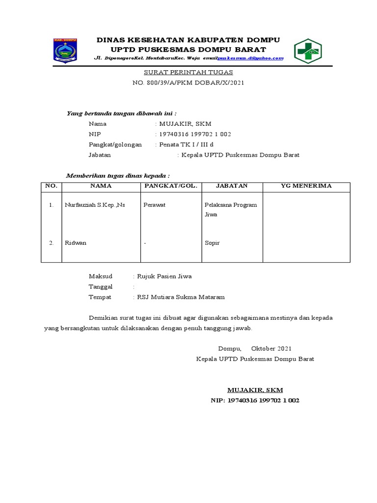 Surat Tugas Rujuk Pasien Jiwa | PDF