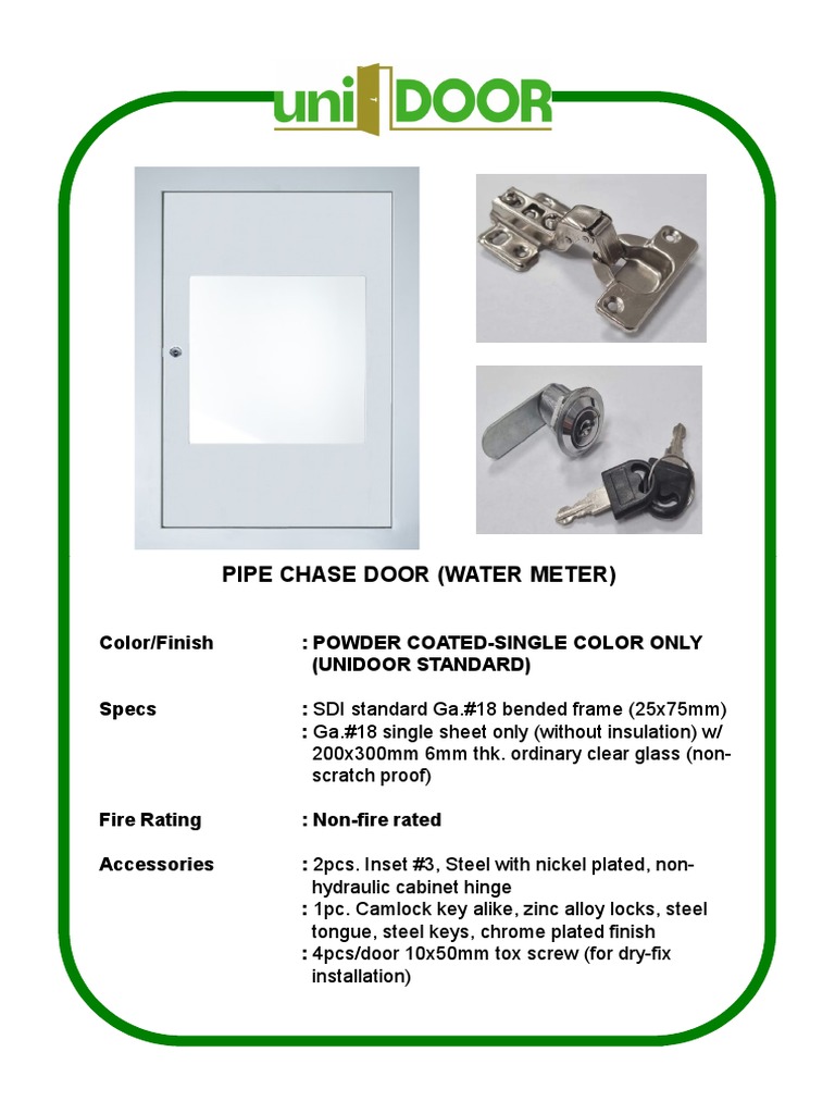 Unidoor - Pipe Chase Door Brochure | PDF