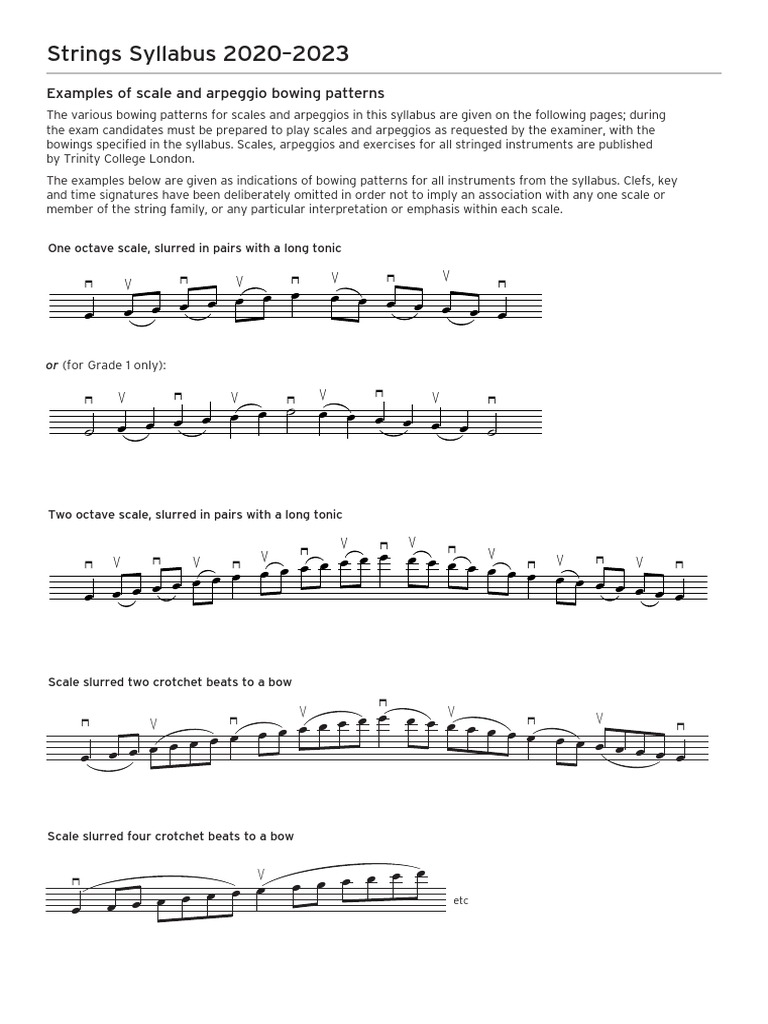 Strings Bowing Patterns and Bowing Exercises | PDF | Scale (Music ...