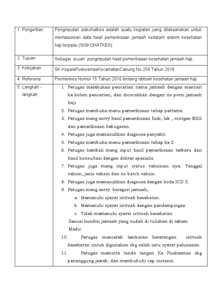 Sop Peng Inputan Siskohatkes | PDF