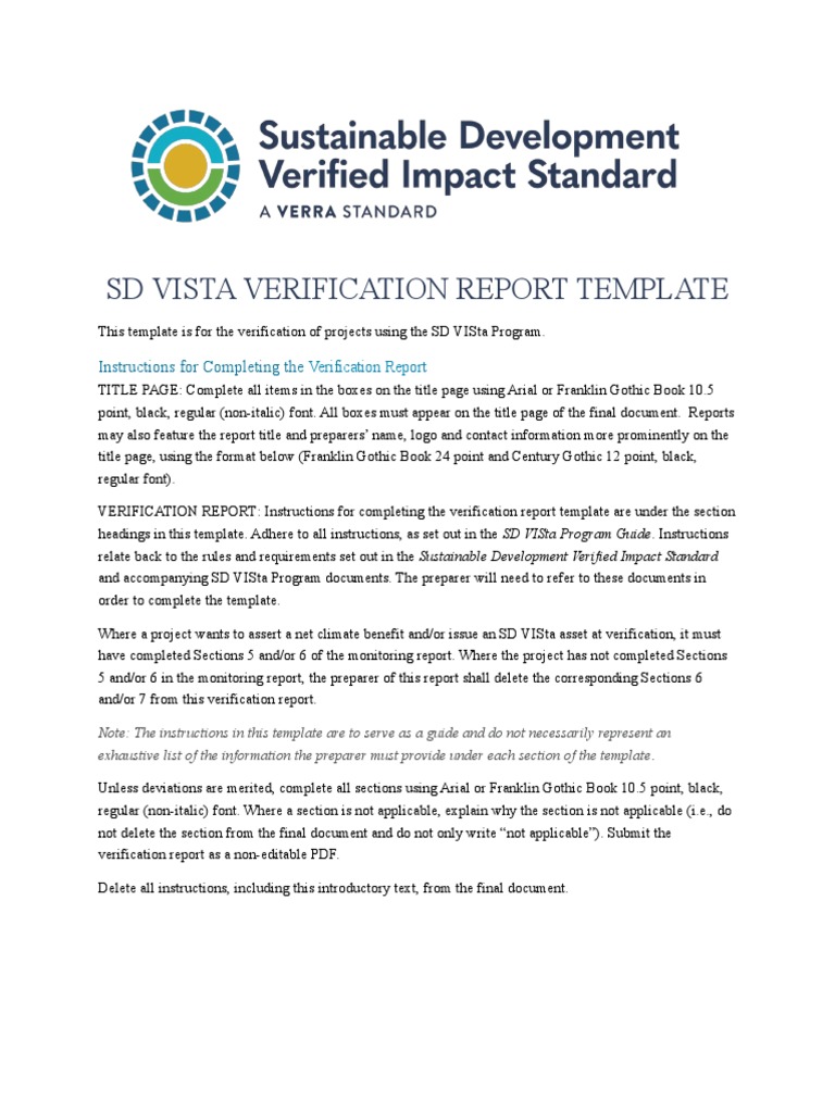 SD VISta Verification Report Template v1 | PDF | Verification And ...
