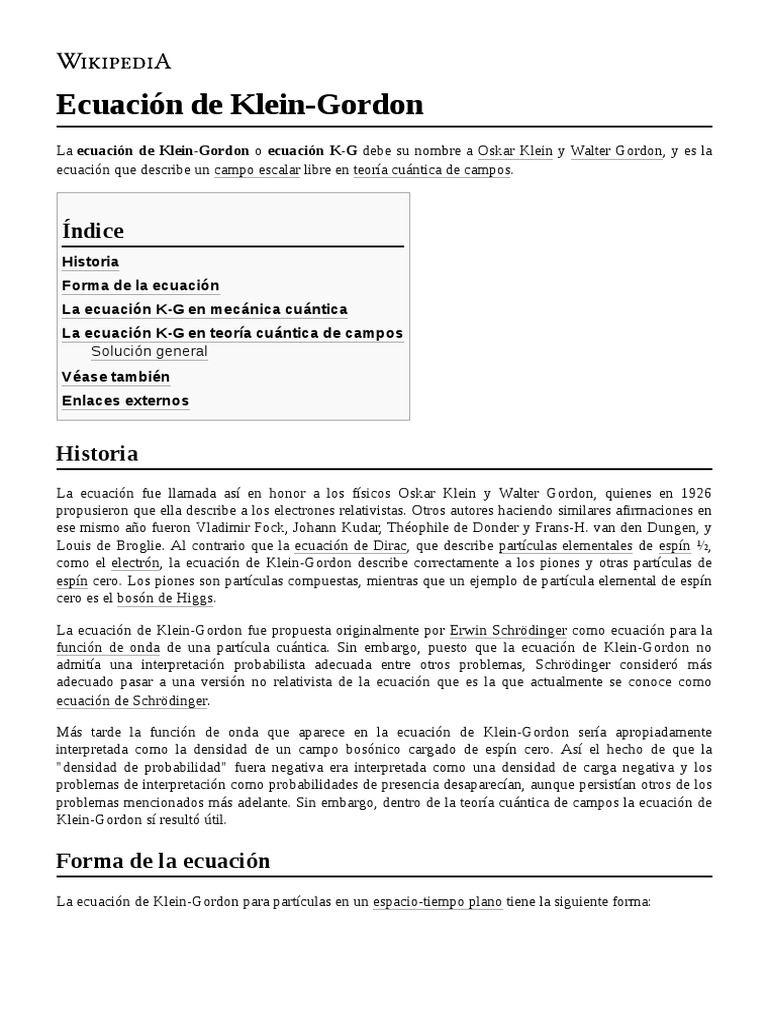Ecuación de Klein-Gordon | PDF | Mecánica cuántica | Ciencias fisicas