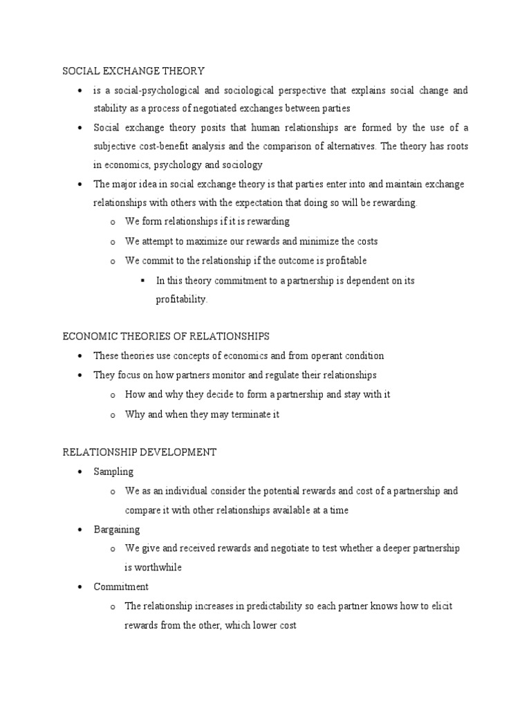 Social Exchange Theory | PDF | Interpersonal Relationships | Psychology