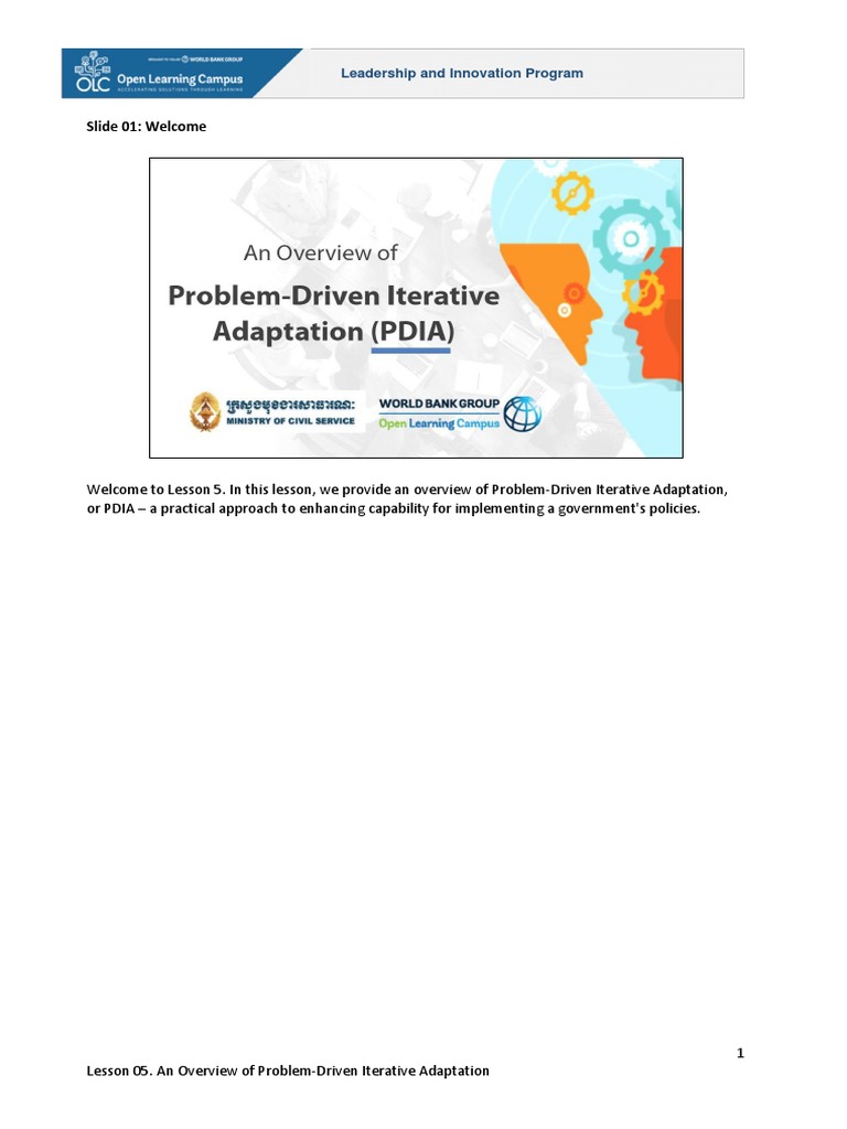 Overview Of Pdia Pdf Policy Leadership 